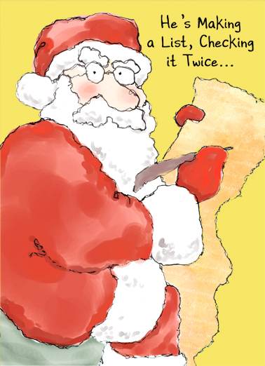 Funny Christmas Card - "Making a List" from CardFool.com